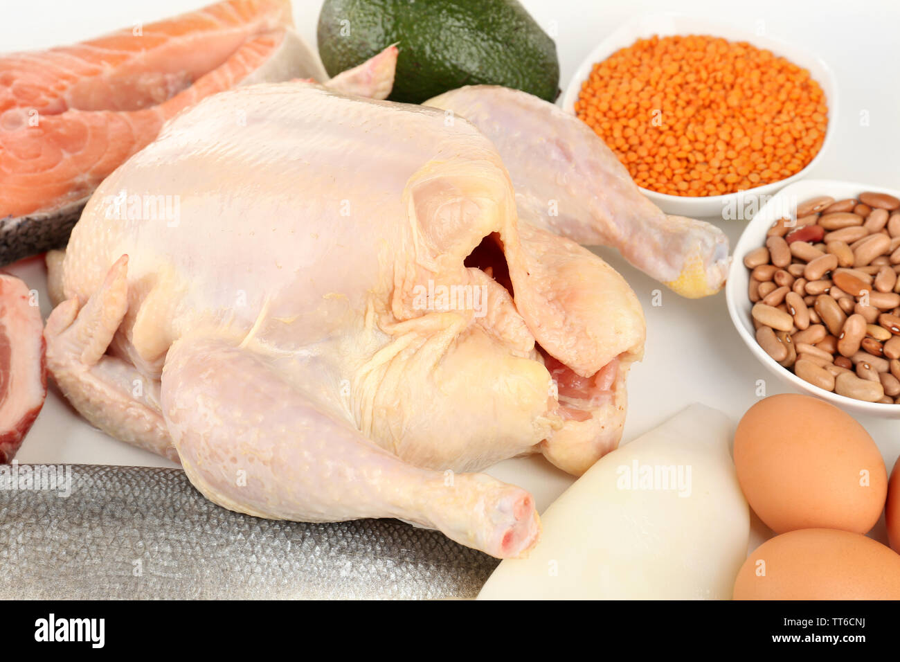 Food high in protein close-up Stock Photo - Alamy