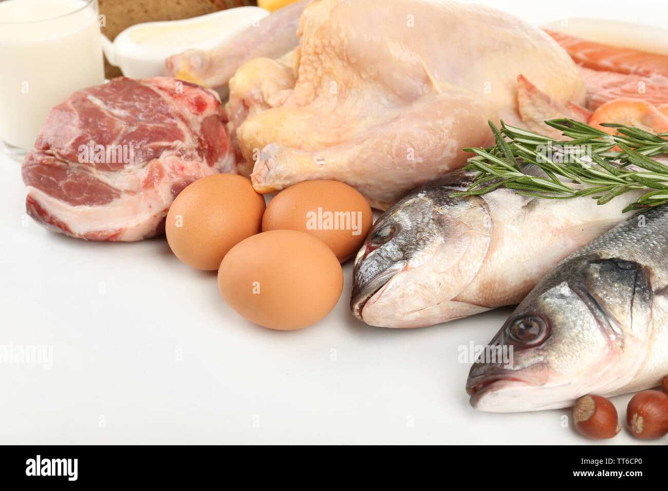 Food high in protein close-up Stock Photo - Alamy