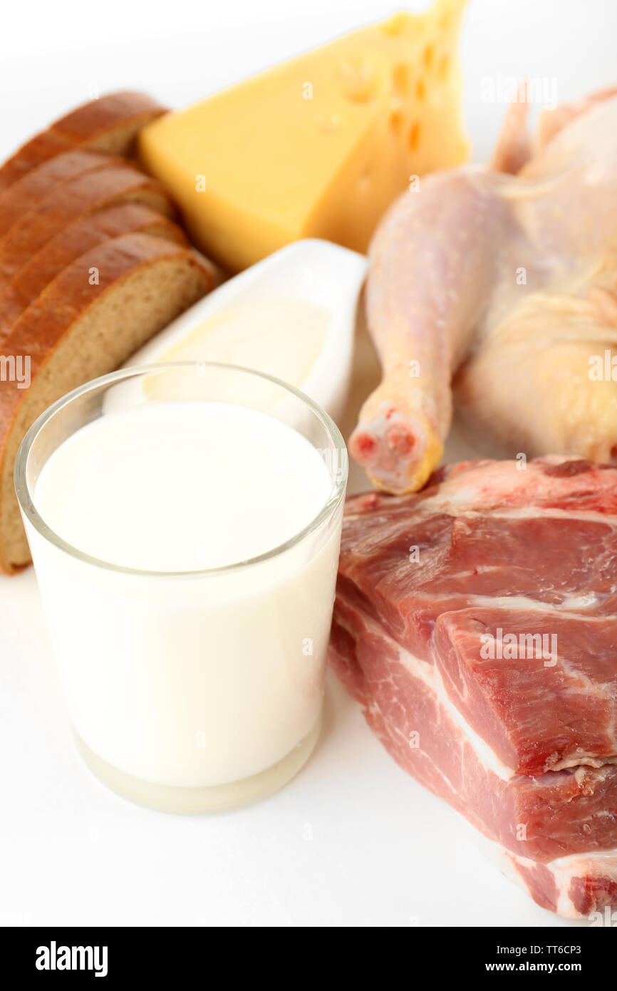 Food high in protein close-up Stock Photo - Alamy