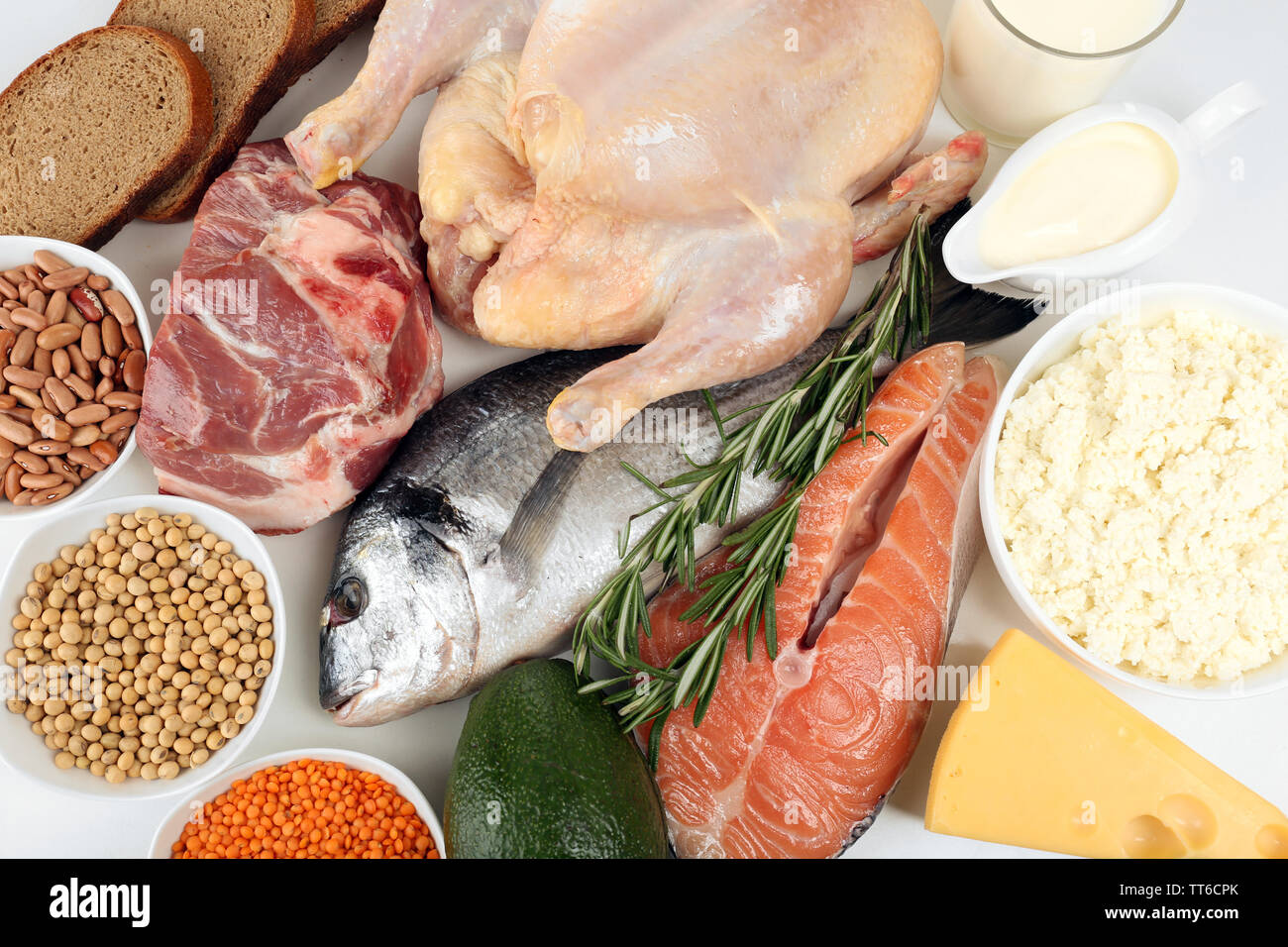 Food high in protein close-up Stock Photo - Alamy