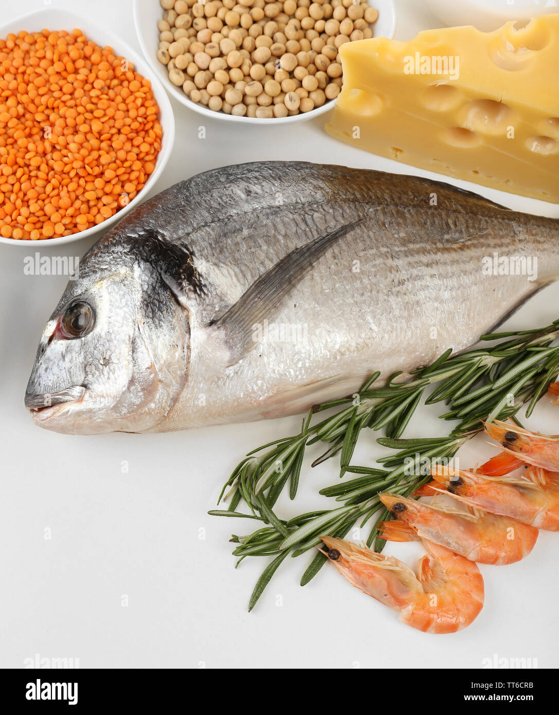 Food high in protein close-up Stock Photo - Alamy