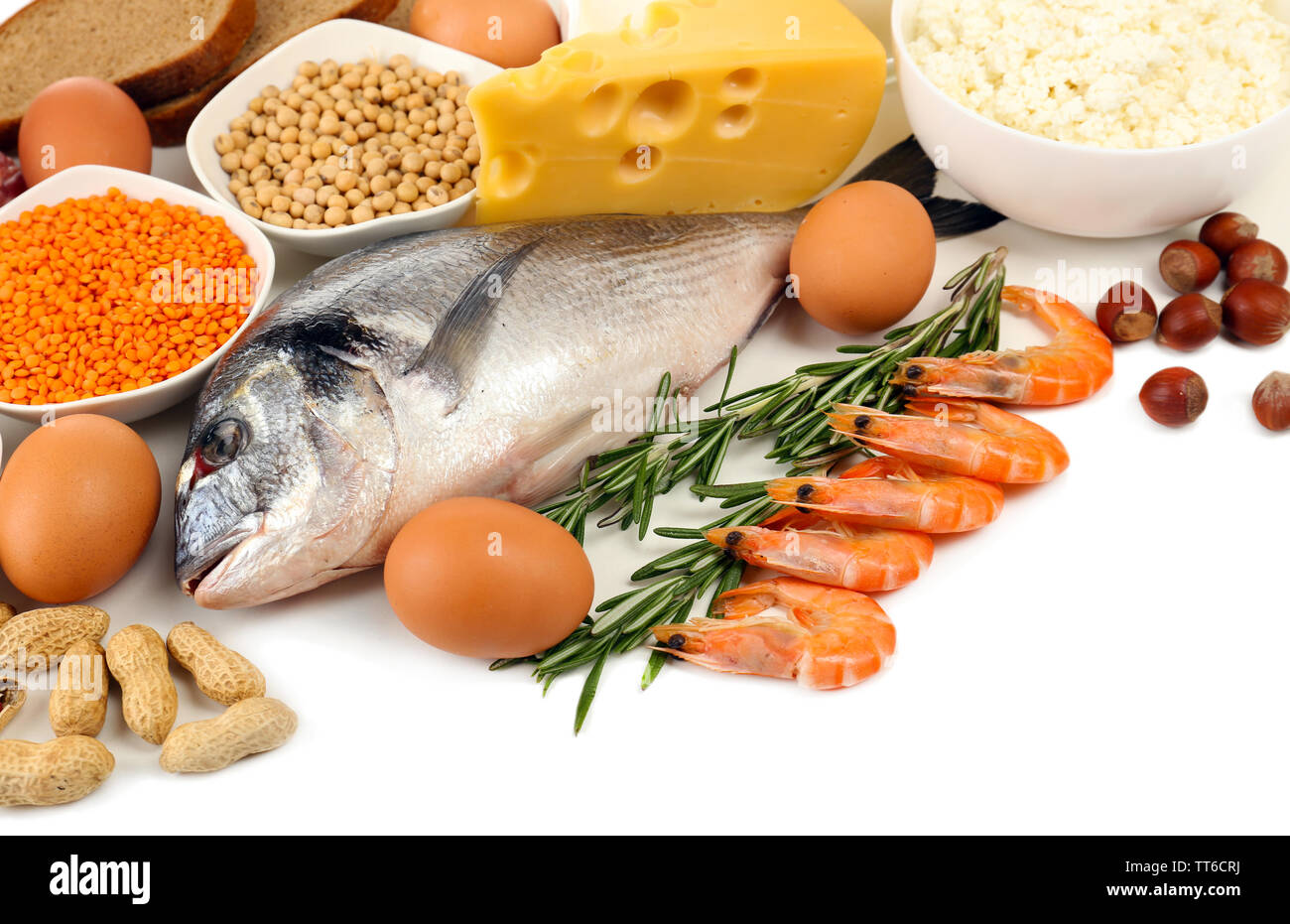 Food high in protein close-up Stock Photo - Alamy