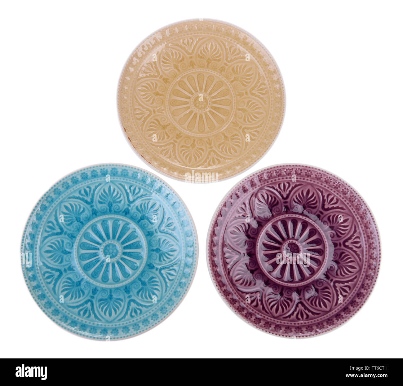 Empty plates isolated on white Stock Photo - Alamy