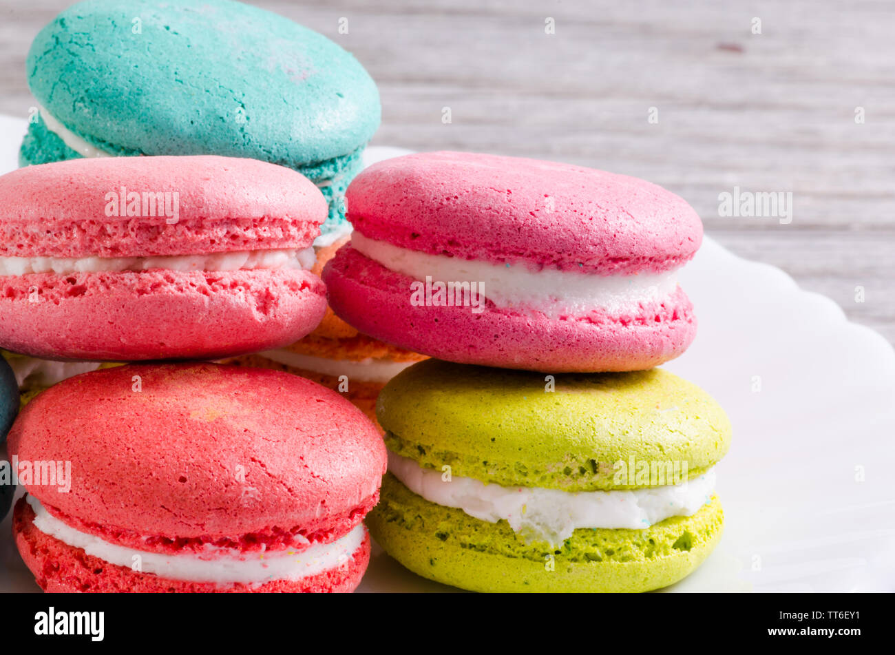 Bright French pastry pasta on a white plate Stock Photo - Alamy