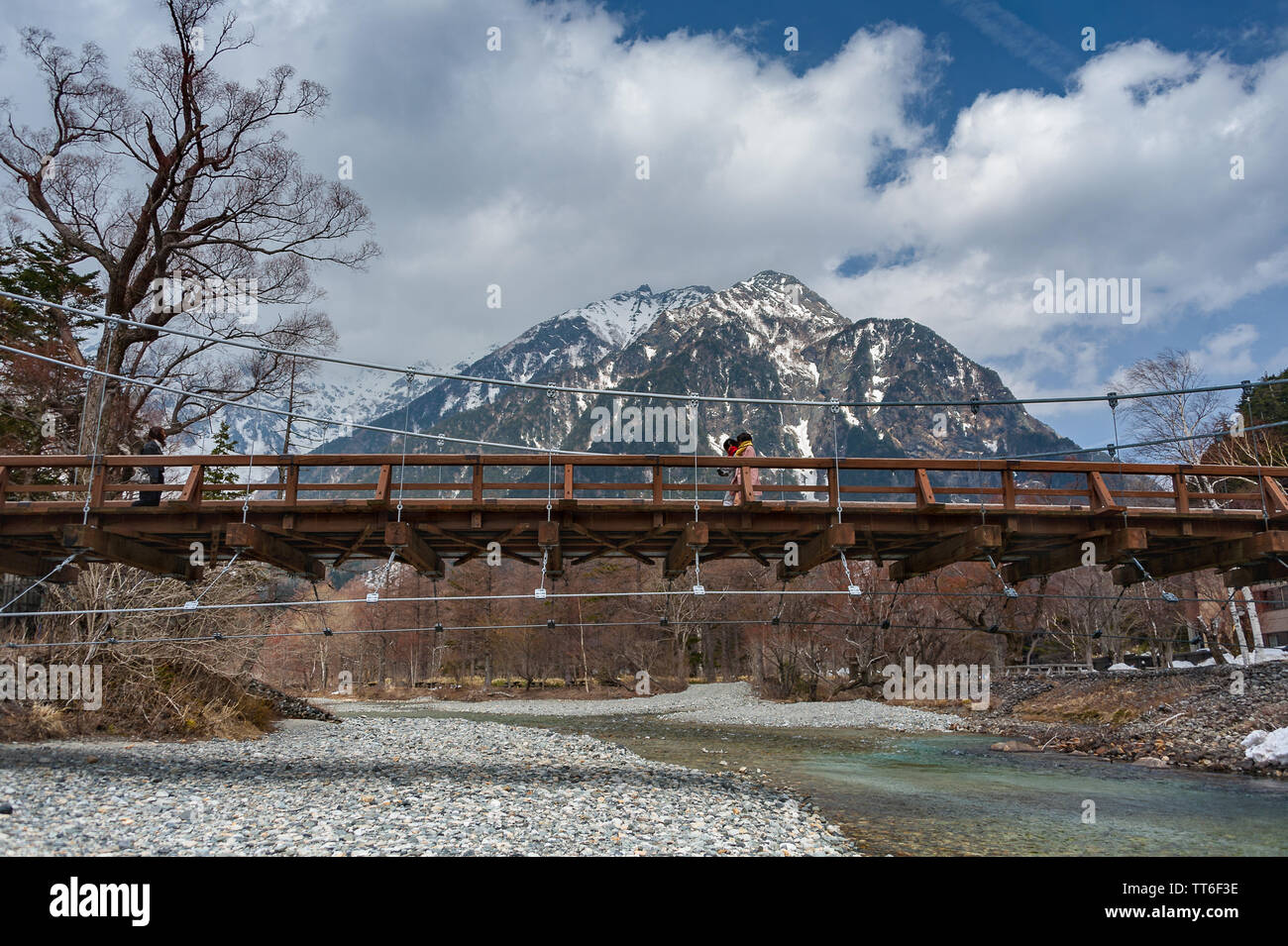 The Kappa Suspension Bridge at Kamikochi in the Chubu Sangaku National ...