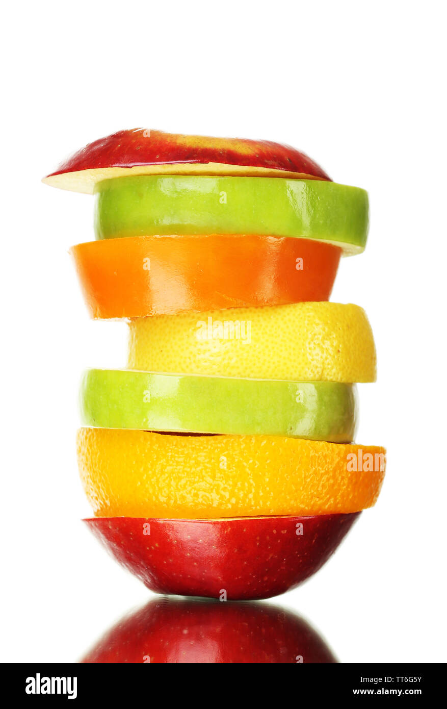 Fresh sliced fruit isolated on white Stock Photo - Alamy
