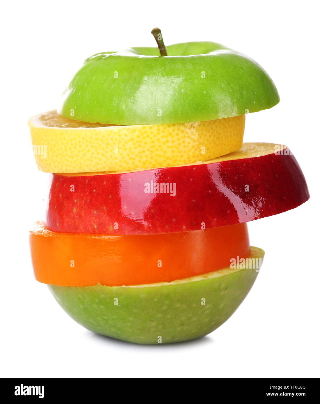 Fresh sliced fruit isolated on white Stock Photo - Alamy