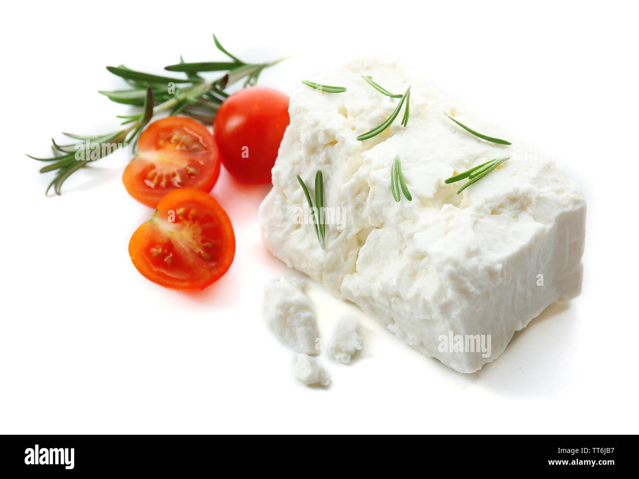 Feta cheese isolated on white Stock Photo - Alamy