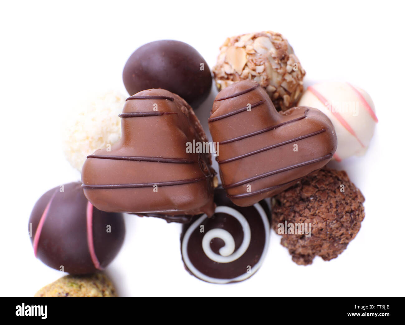 Group of sweet chocolate candies isolated on white background Stock ...