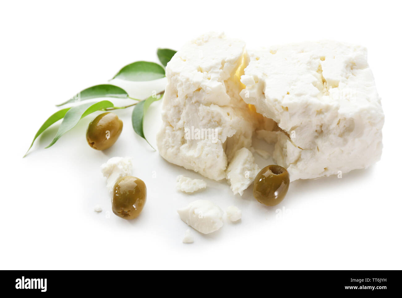 Feta cheese isolated on white Stock Photo - Alamy