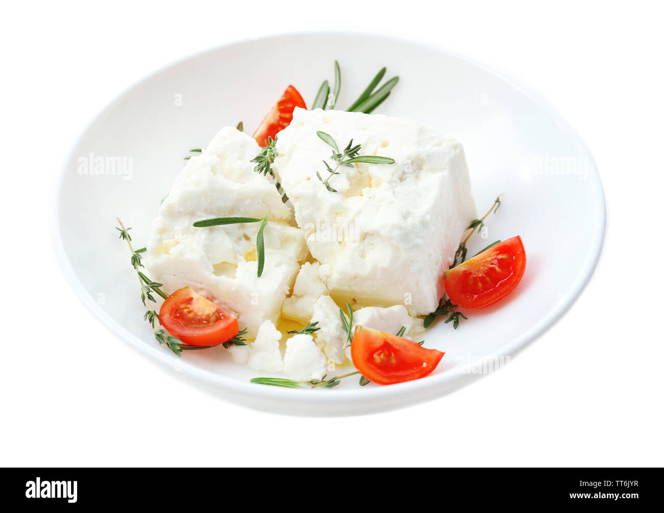 Feta cheese isolated on white Stock Photo - Alamy