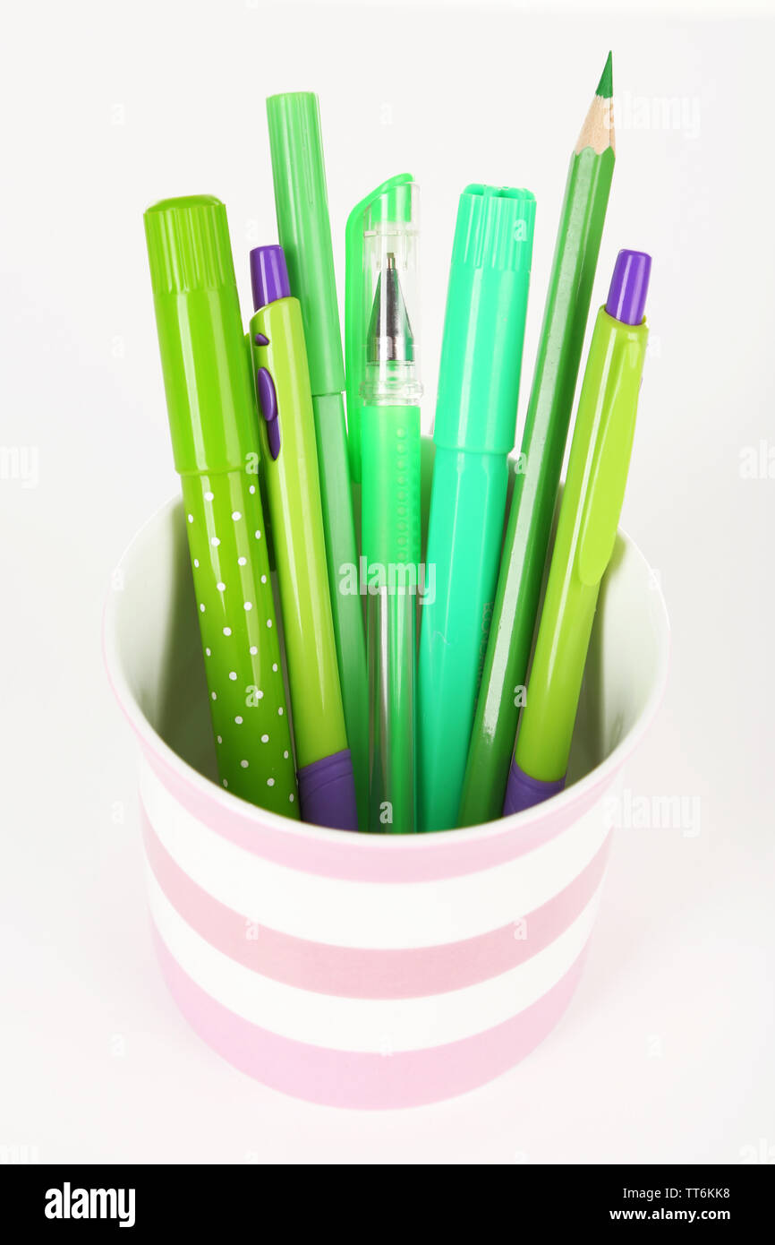 Pencils And Pens In A Cup
