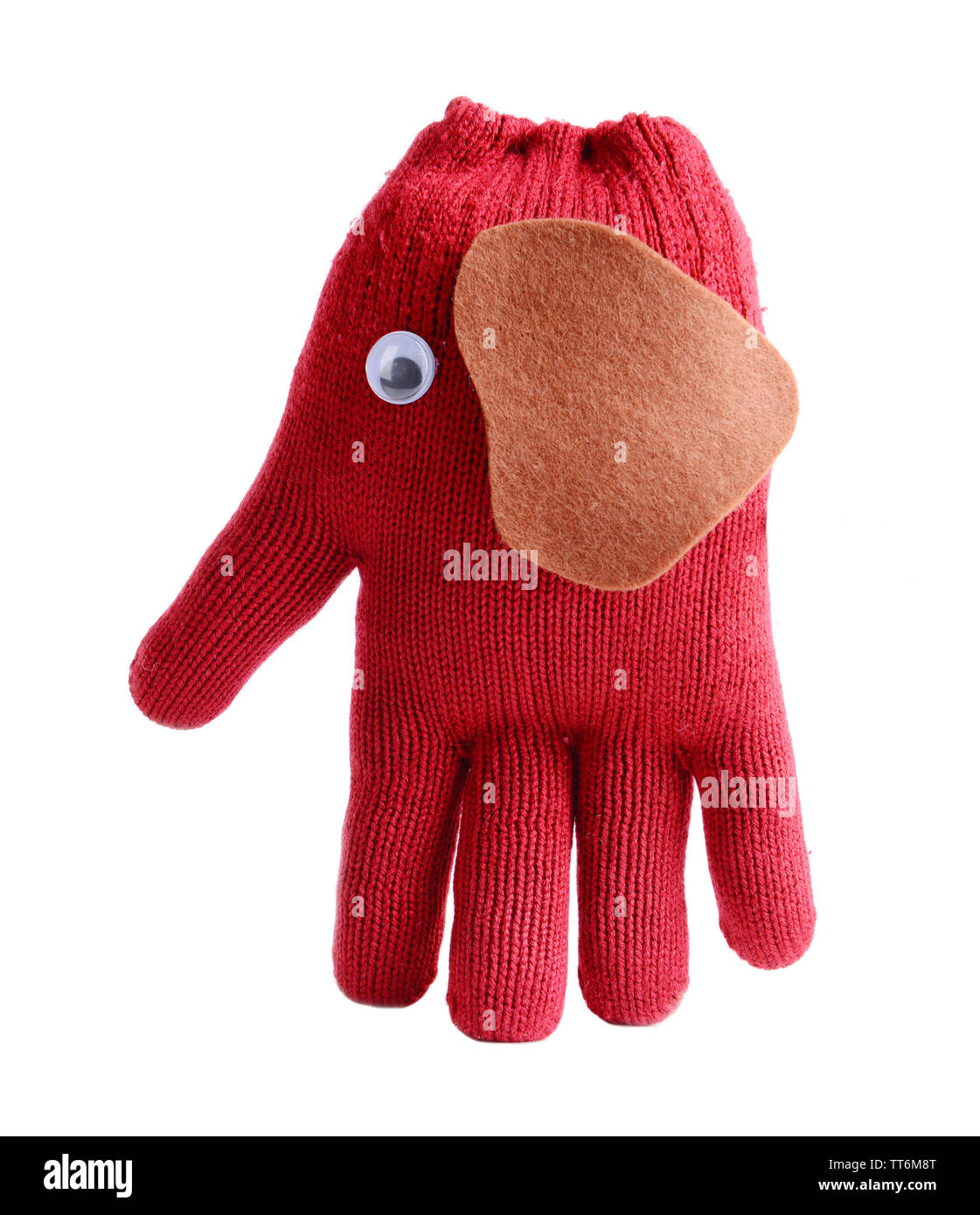 Cute handmade toy of gloves isolated on white Stock Photo - Alamy