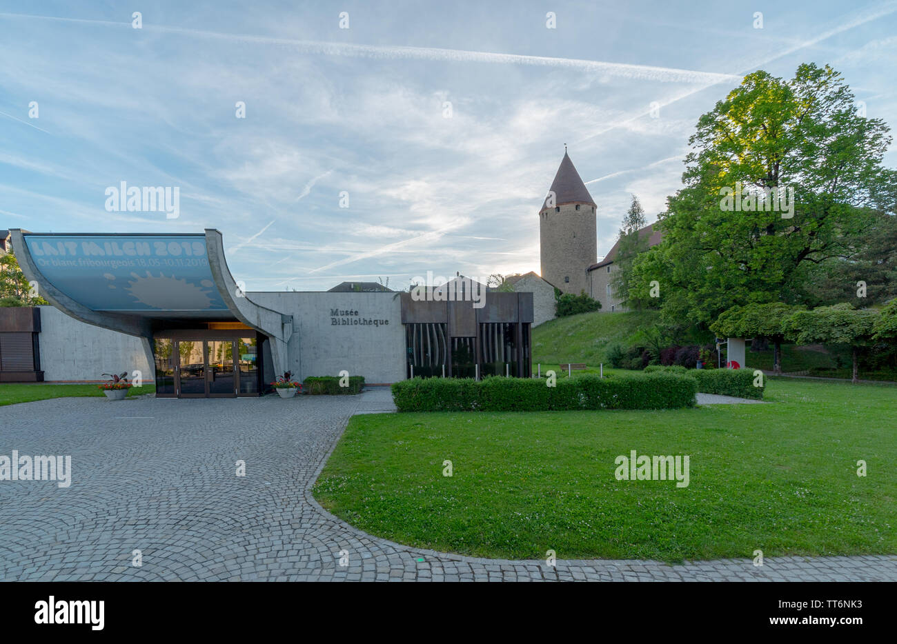 Bulle, FR / Switzerland - 1 June 2019: the historic landmark museum and ...