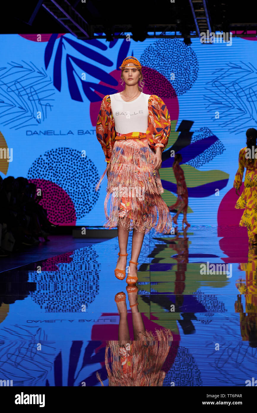 MIAMI, FL May 29-June 2. A model walks during Miami Fashion Week 2019 ...