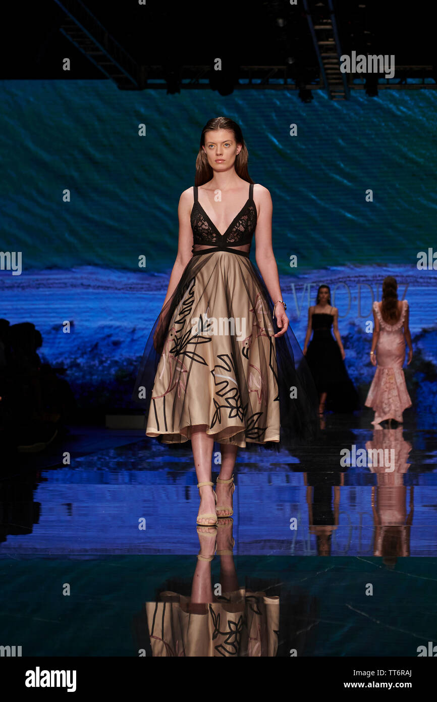 MIAMI, FL May 29-June 2. A model walks during Miami Fashion Week 2019 ...