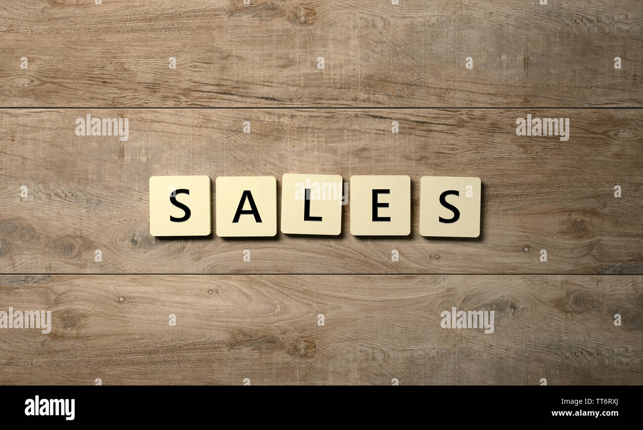 SALE symbol on wooden table - Illustration Stock Photo - Alamy