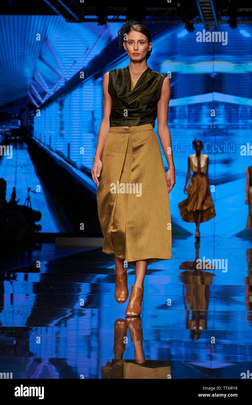 MIAMI, FL May 29-June 2. A model walks during Miami Fashion Week 2019 ...