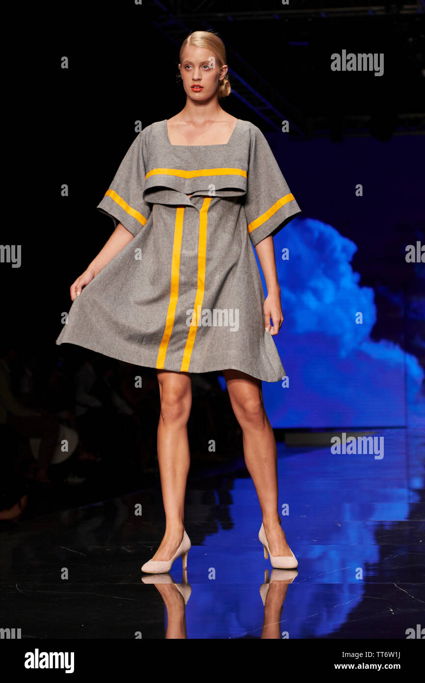 MIAMI, FL May 29-June 2. A model walks during Miami Fashion Week 2019 ...