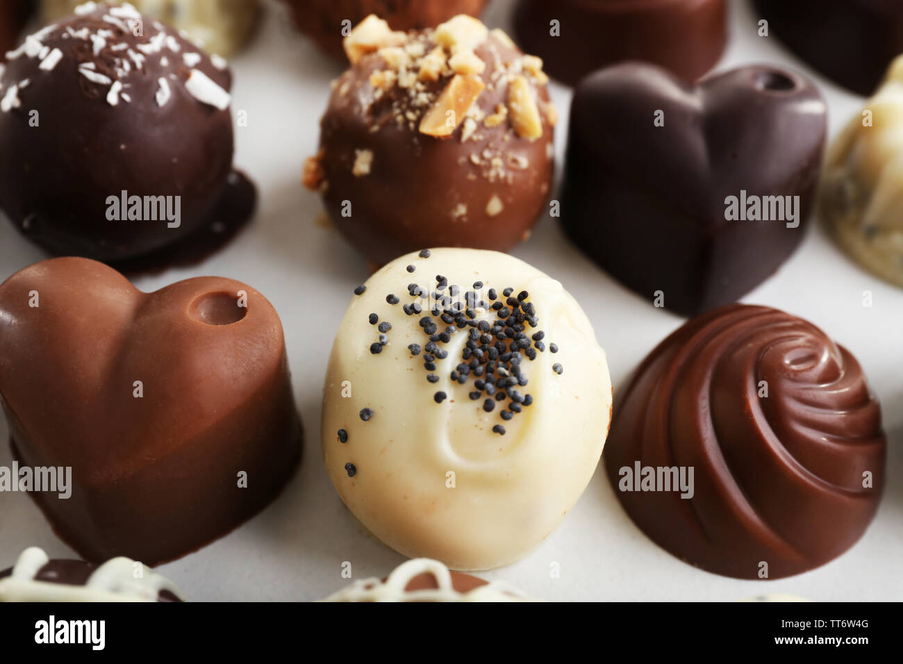 Delicious chocolate candies close-up Stock Photo - Alamy
