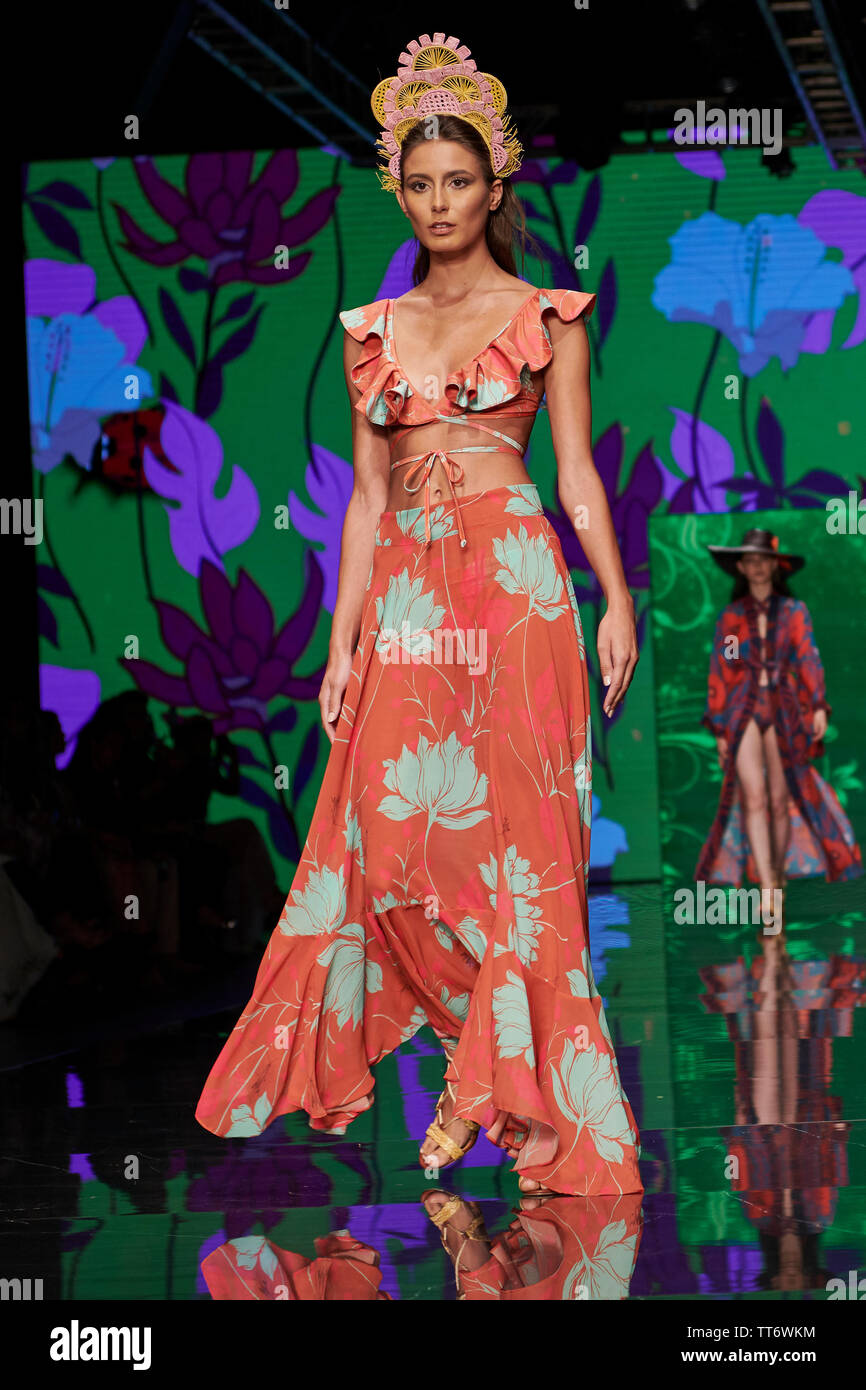 MIAMI, FL May 29-June 2. A model walks during Miami Fashion Week 2019 ...
