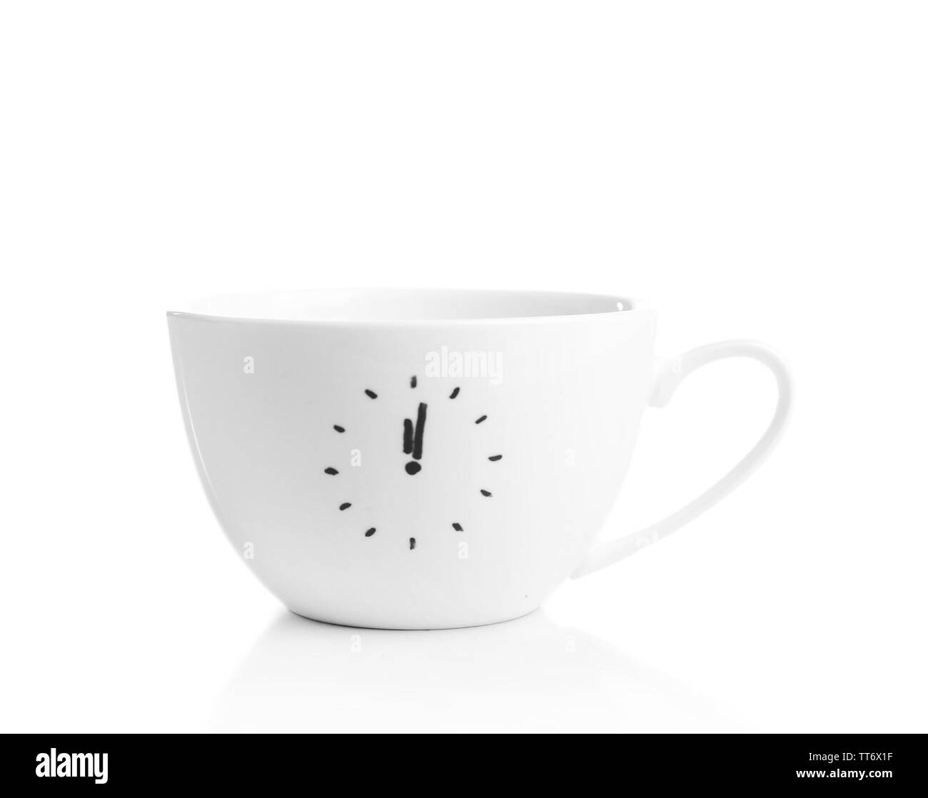 Coffee cup with time for coffee break, isolated on white Stock Photo ...