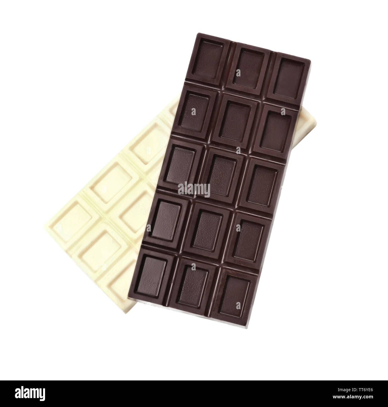 Two bars of chocolate isolated on white Stock Photo - Alamy