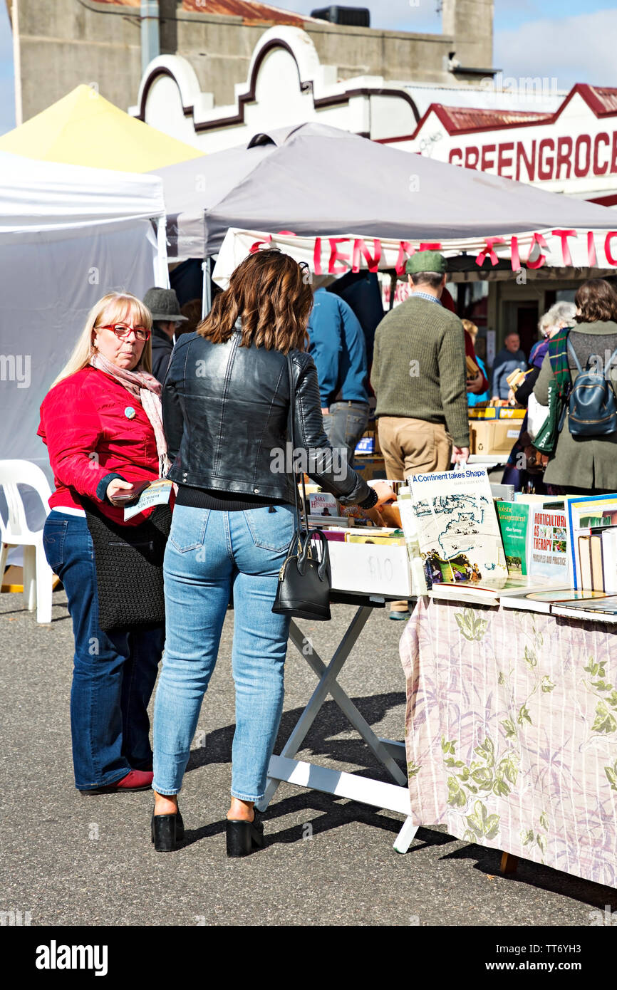 Book lovers browsing at Clunes Booktown festival in the 1850`s gold ...