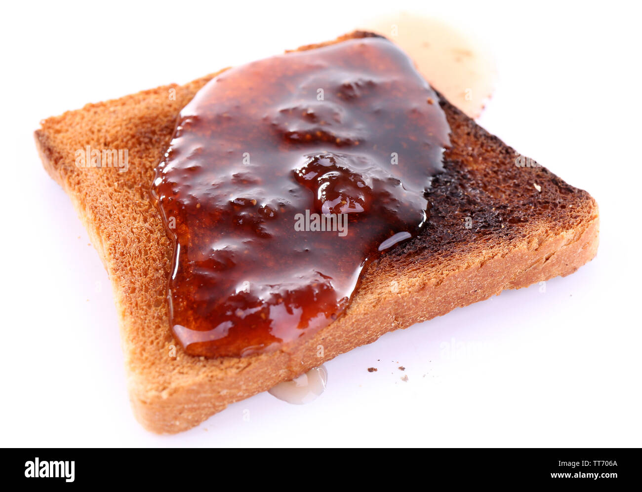 Toasted bread with jam isolated on white background Stock Photo - Alamy