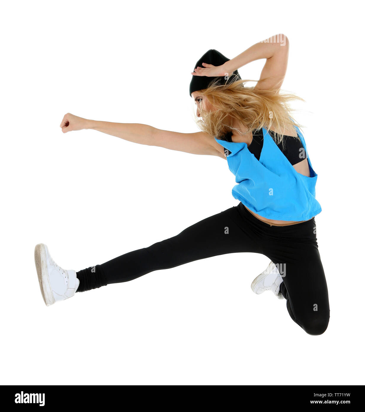 Hip hop dancer dancing isolated on white Stock Photo - Alamy