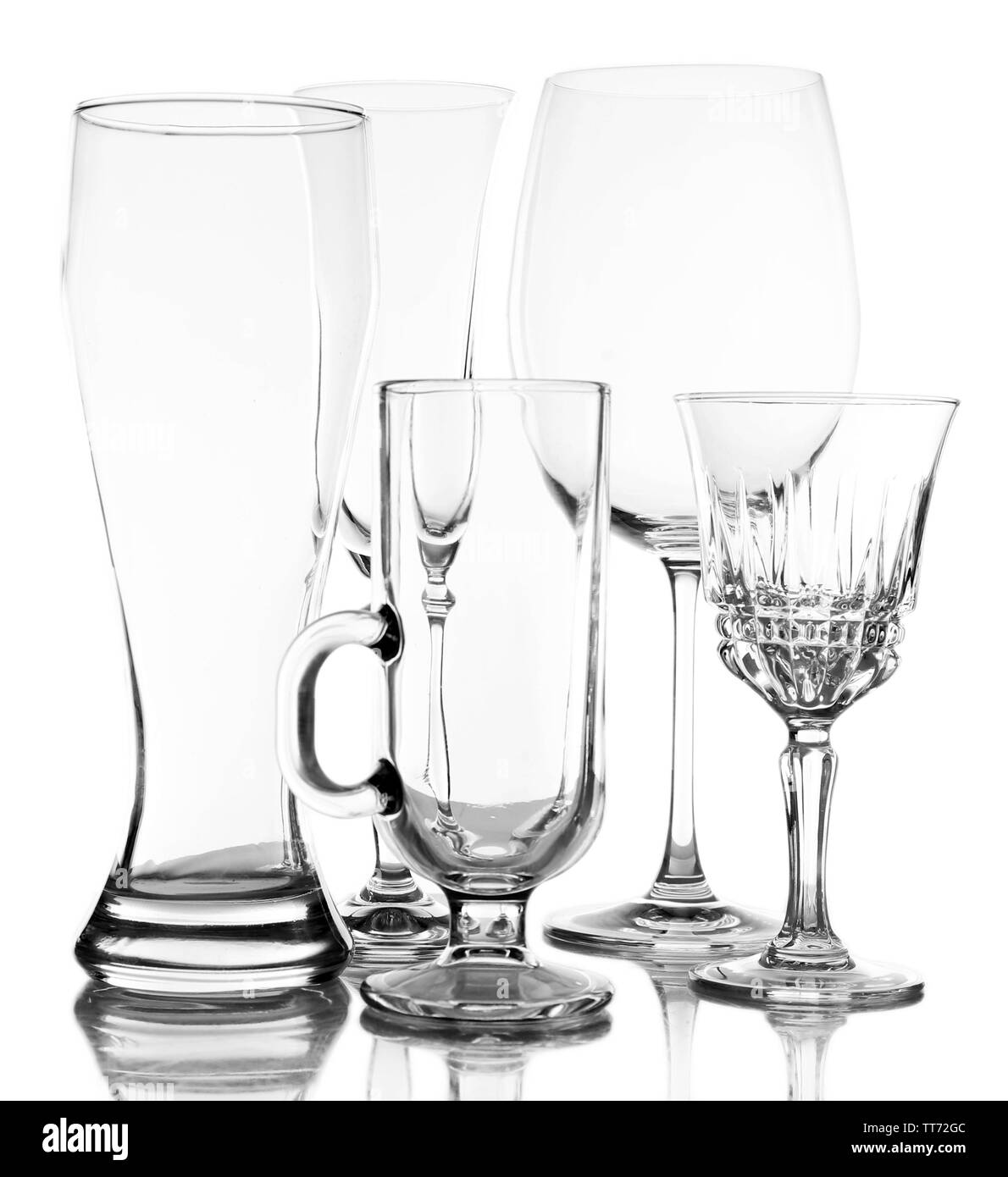 Different glassware isolated on white Stock Photo - Alamy