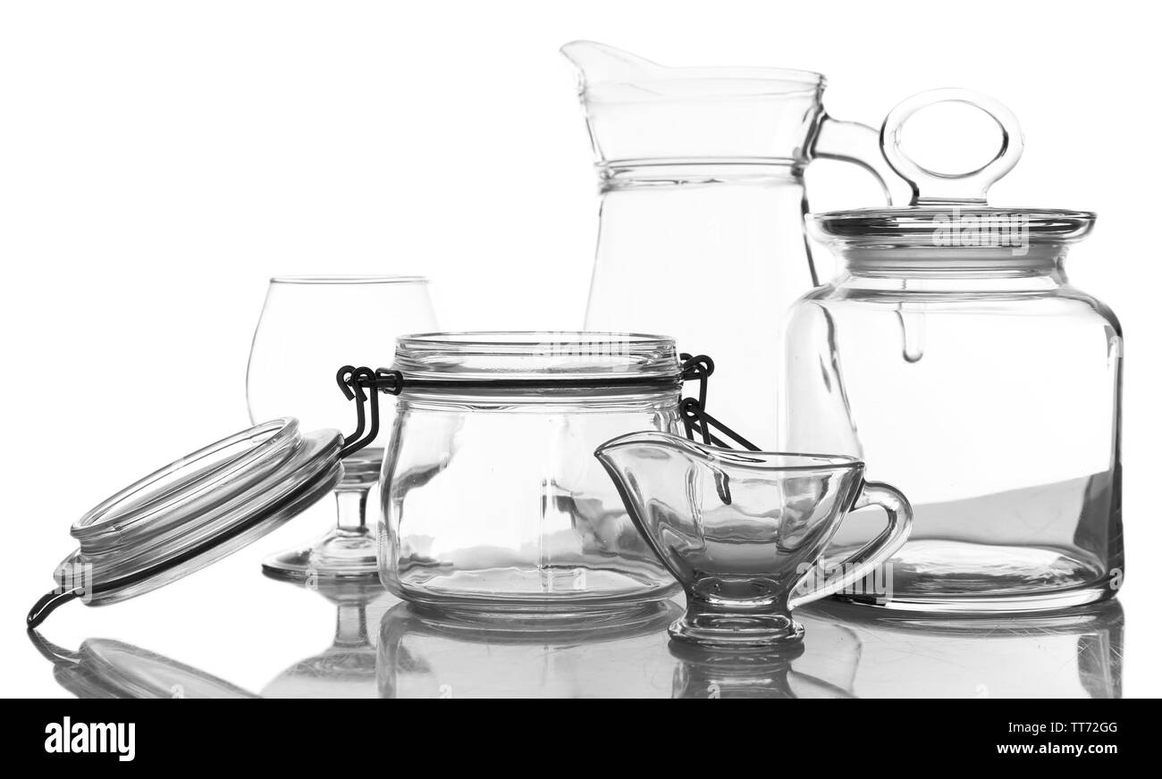 Different glassware isolated on white Stock Photo - Alamy