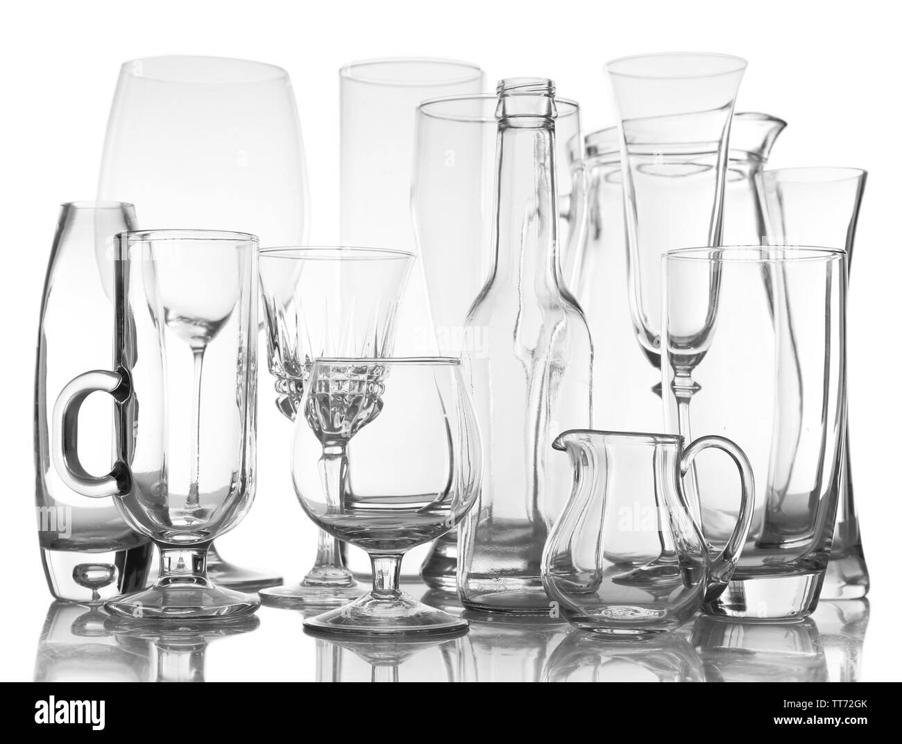 Different glassware isolated on white Stock Photo - Alamy