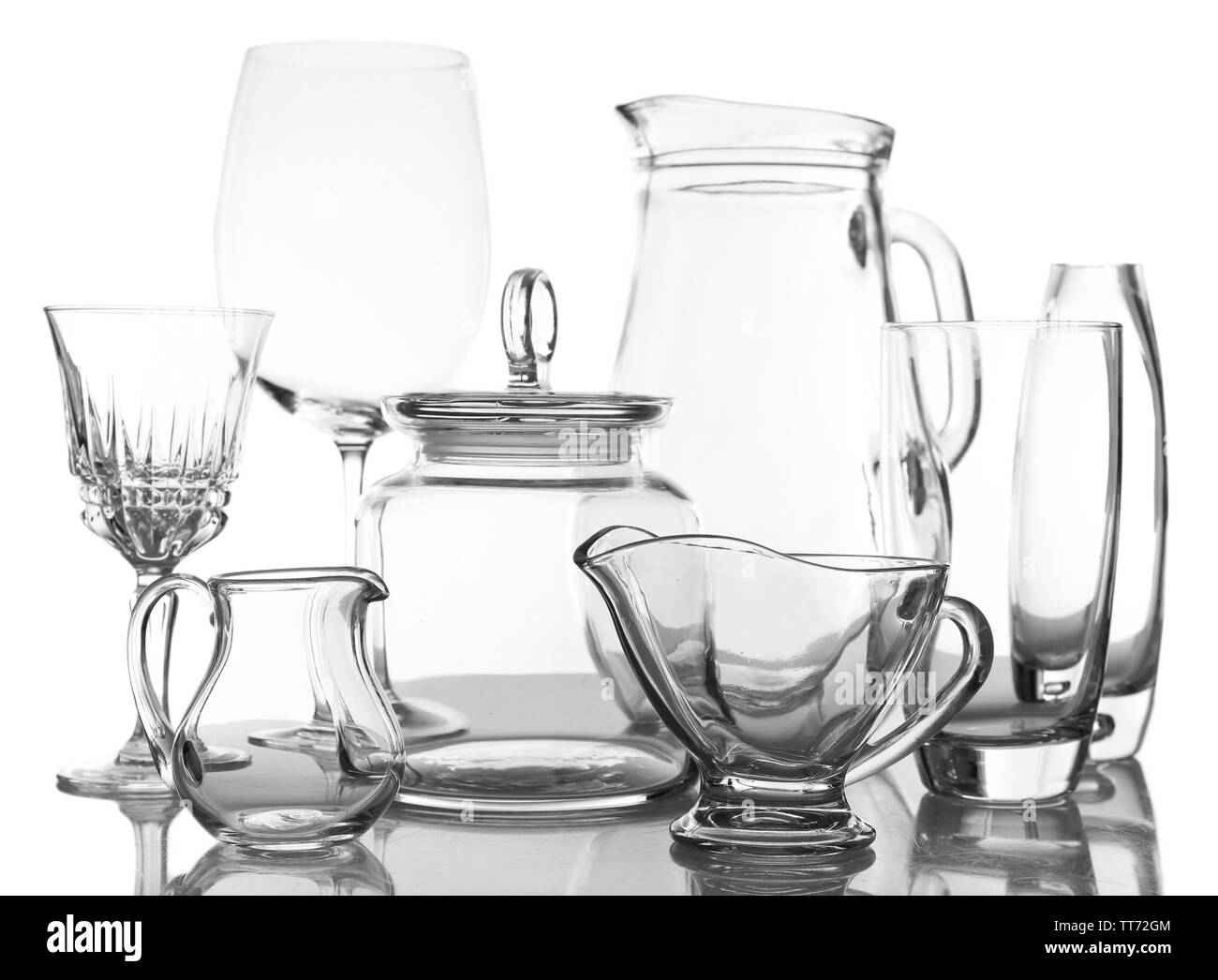 Different glassware isolated on white Stock Photo - Alamy