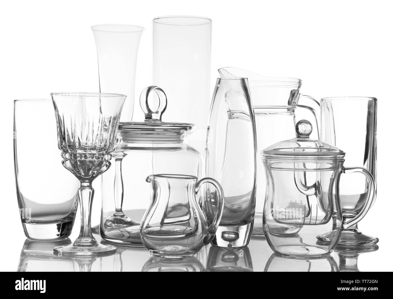 Different glassware isolated on white Stock Photo - Alamy