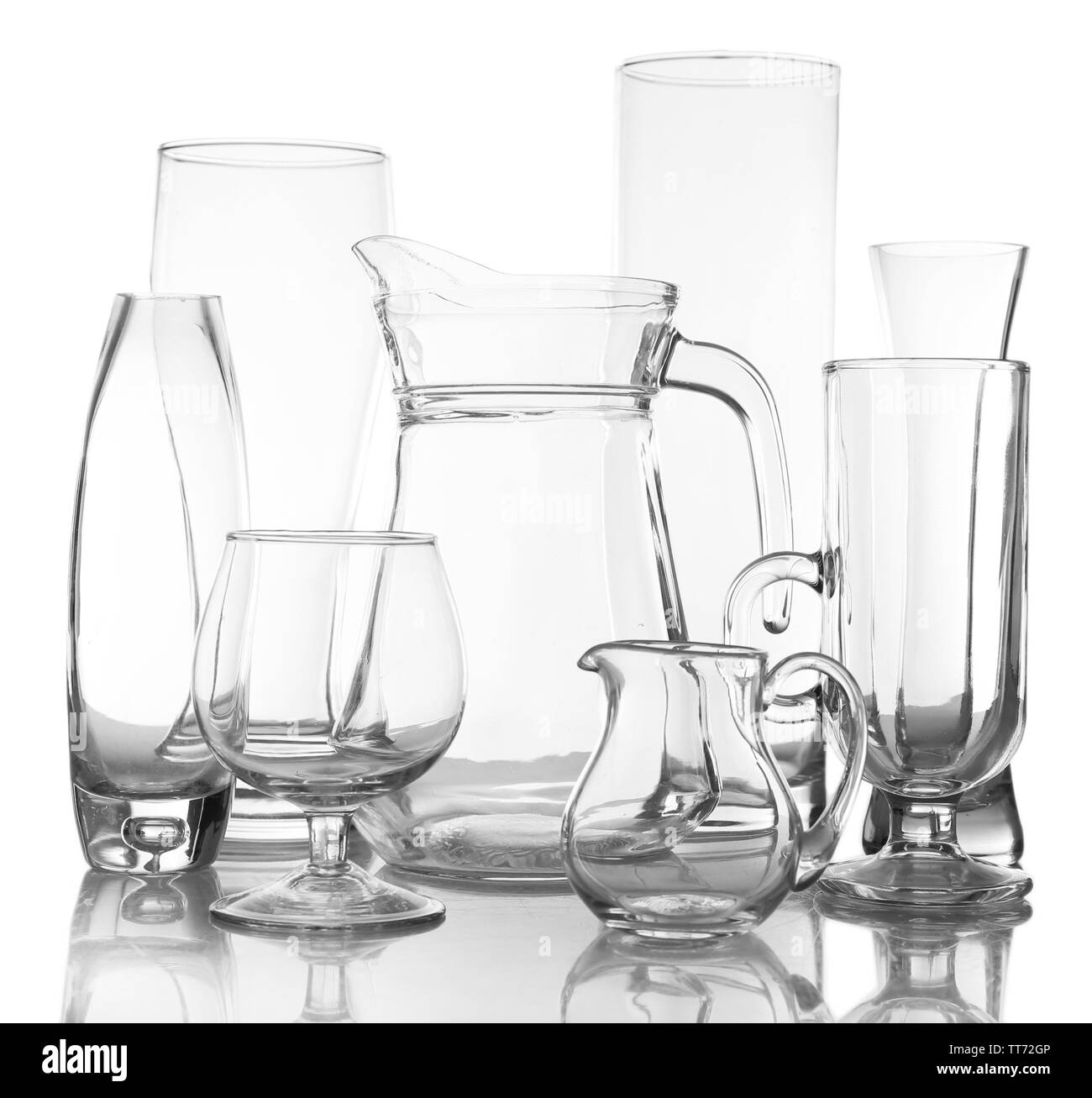 Different glassware isolated on white Stock Photo - Alamy