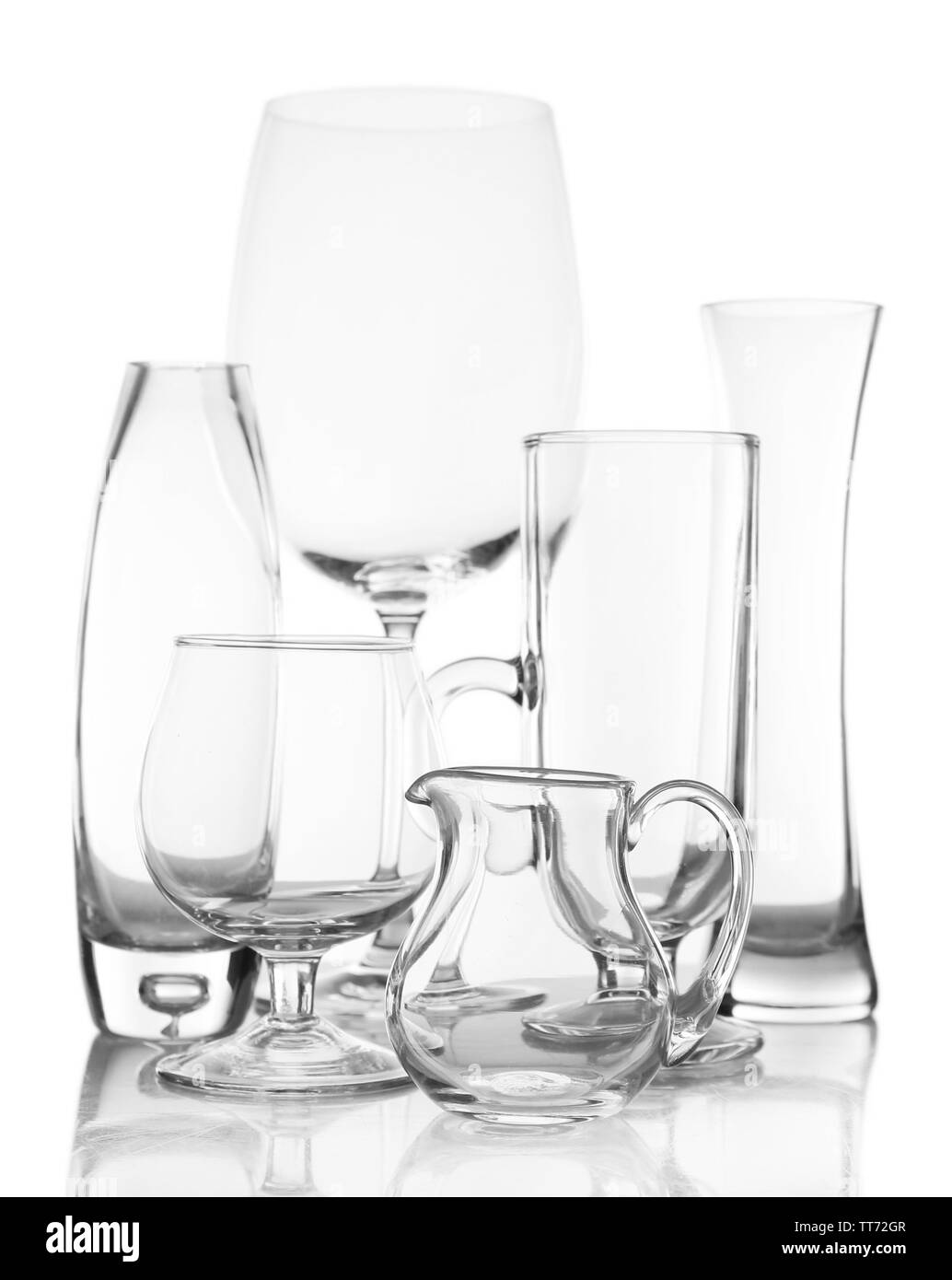 Different glassware isolated on white Stock Photo - Alamy