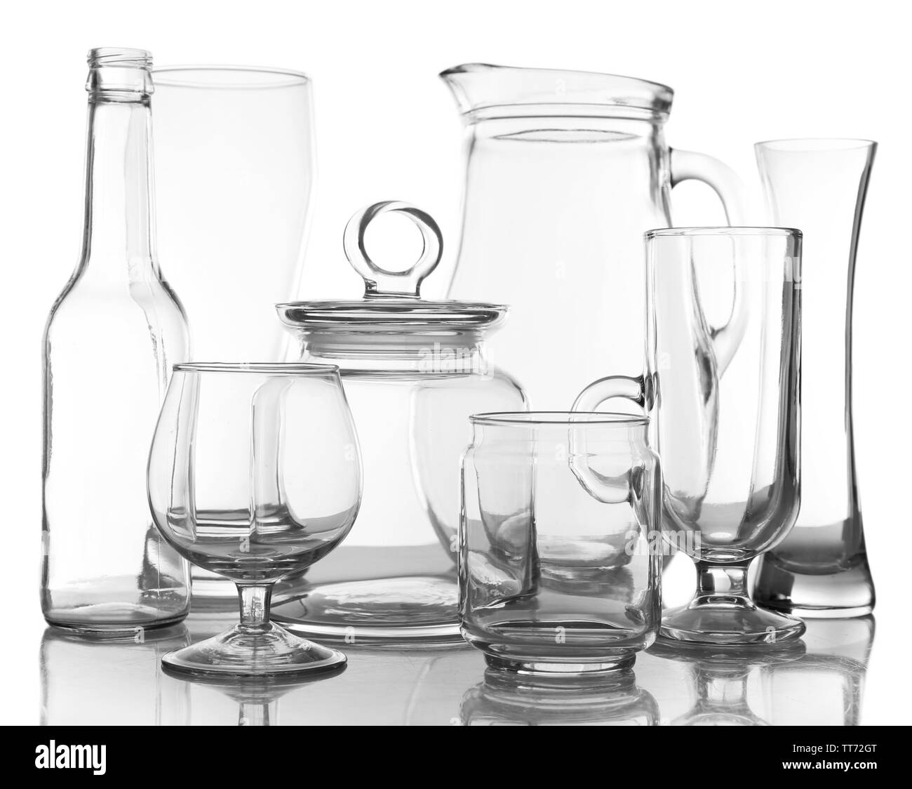 Different glassware isolated on white Stock Photo - Alamy