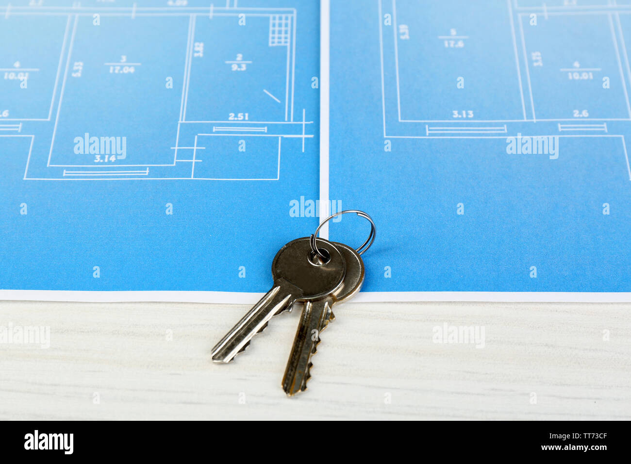 Key on house plan close-up Stock Photo - Alamy