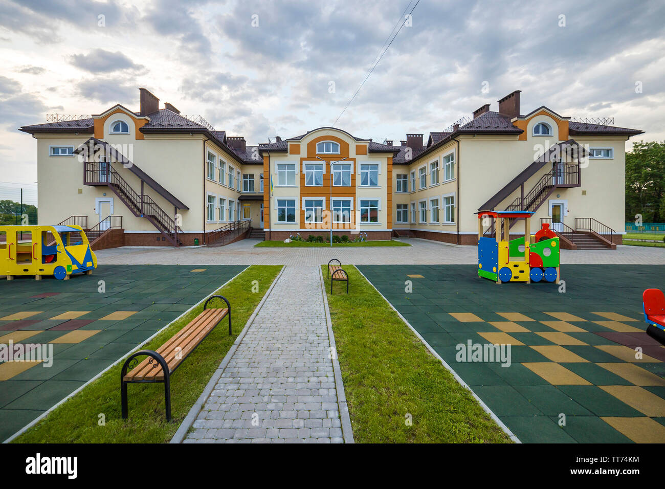 Preschool building exterior playground on hi-res stock photography and ...