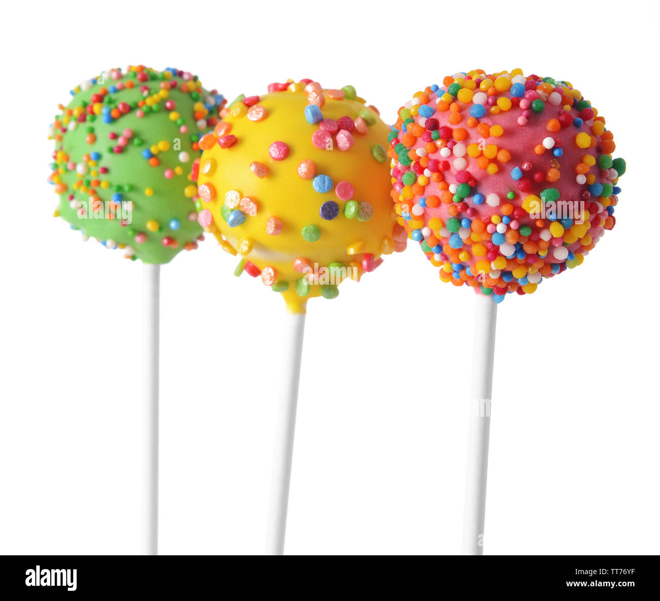 Sweet cake pops isolated on white Stock Photo - Alamy