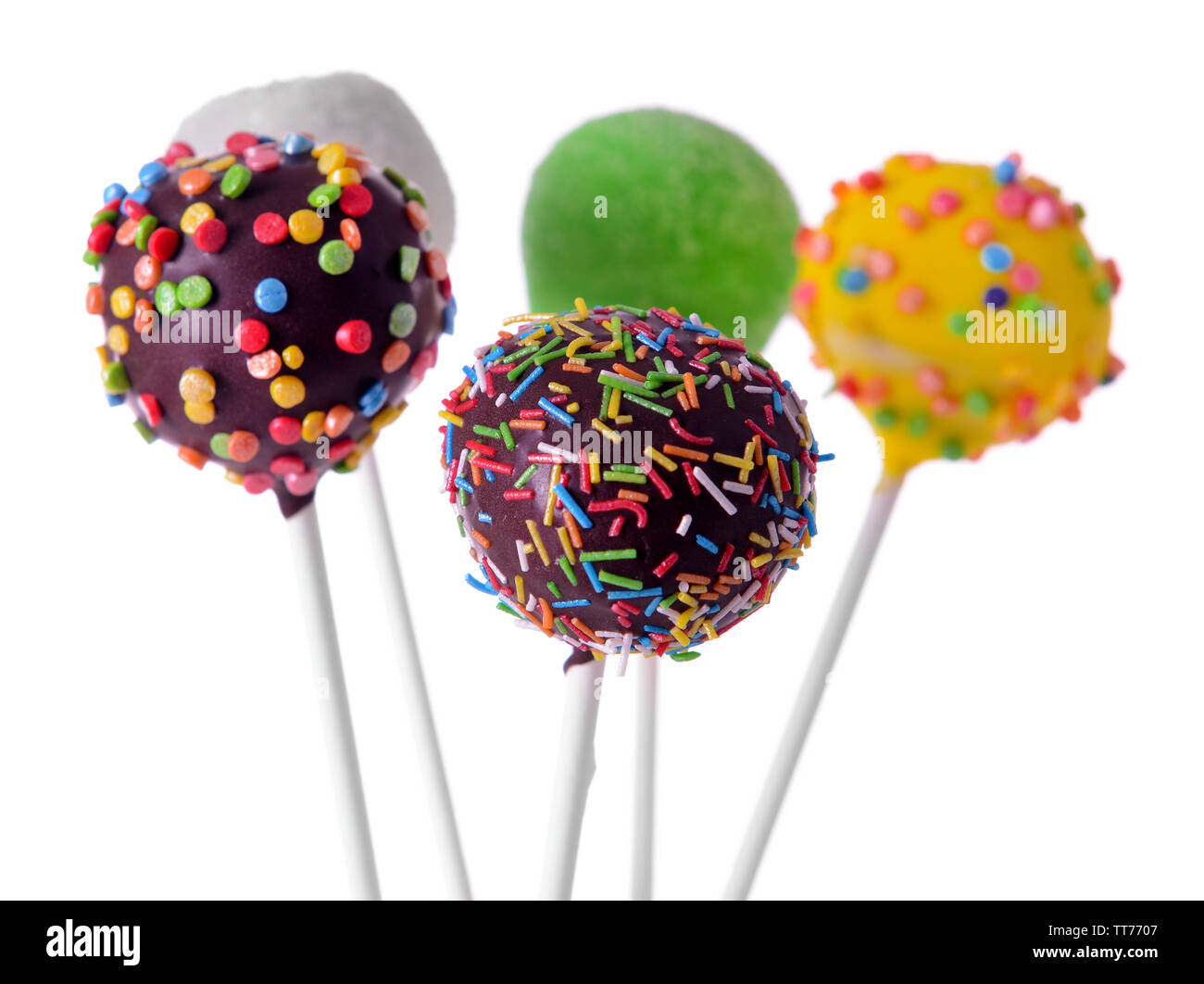 Sweet cake pops isolated on white Stock Photo - Alamy