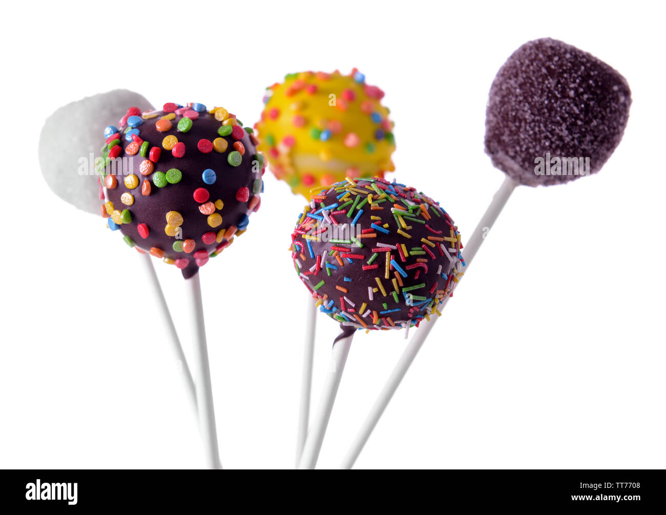Sweet cake pops isolated on white Stock Photo - Alamy
