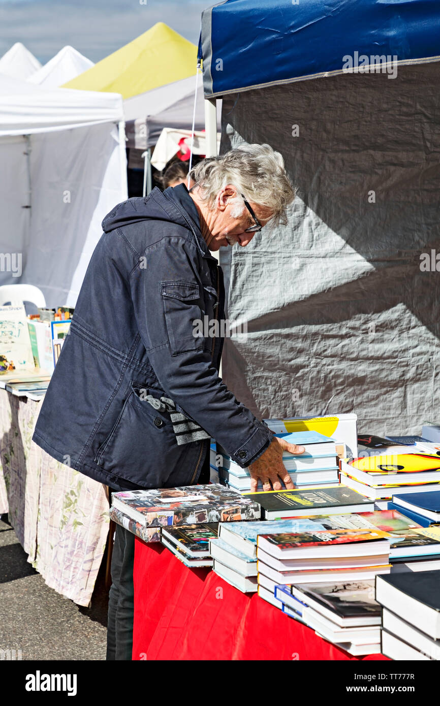 Book lovers browsing at Clunes Booktown festival in the 1850`s gold ...