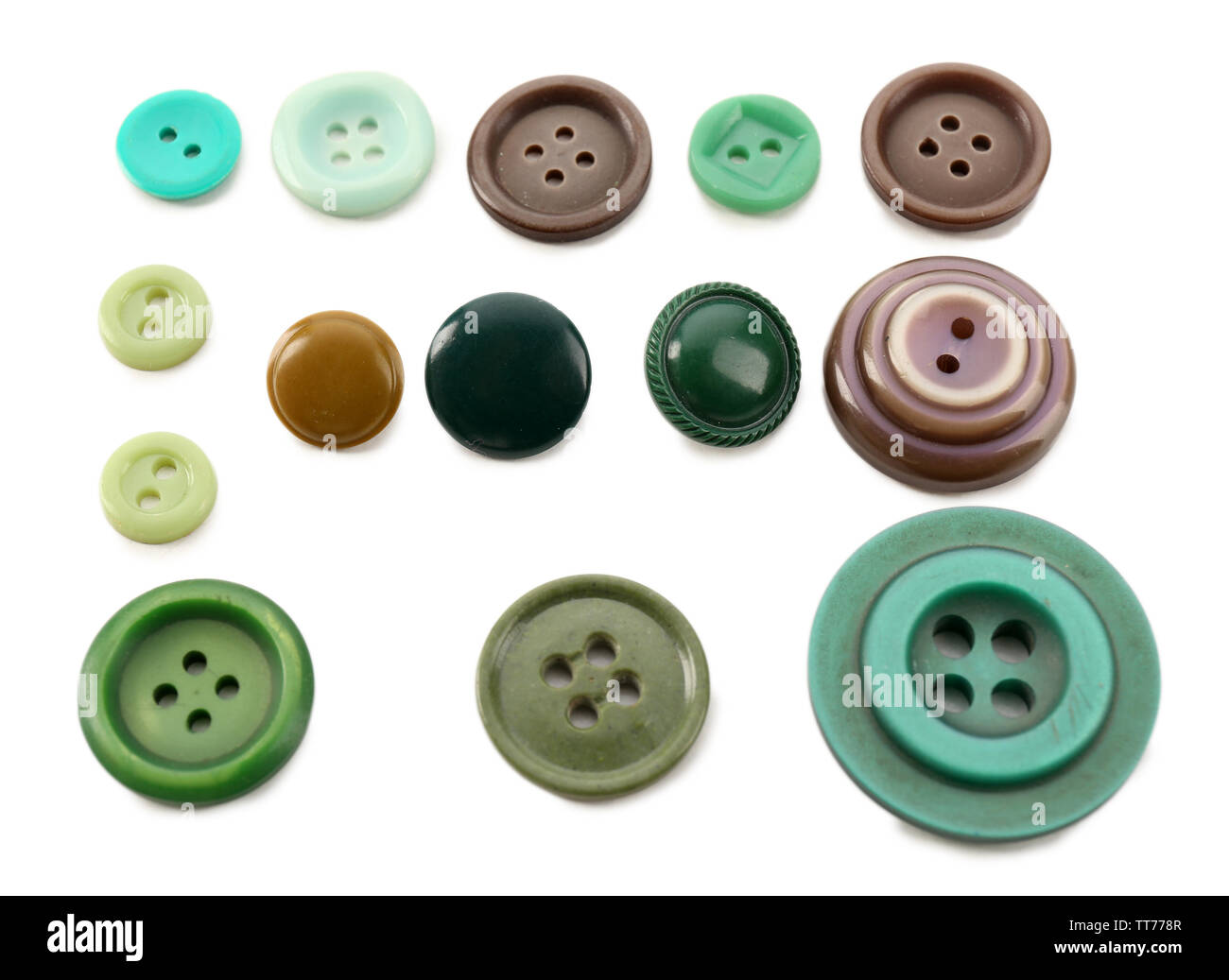Colorful sewing buttons isolated on white Stock Photo - Alamy