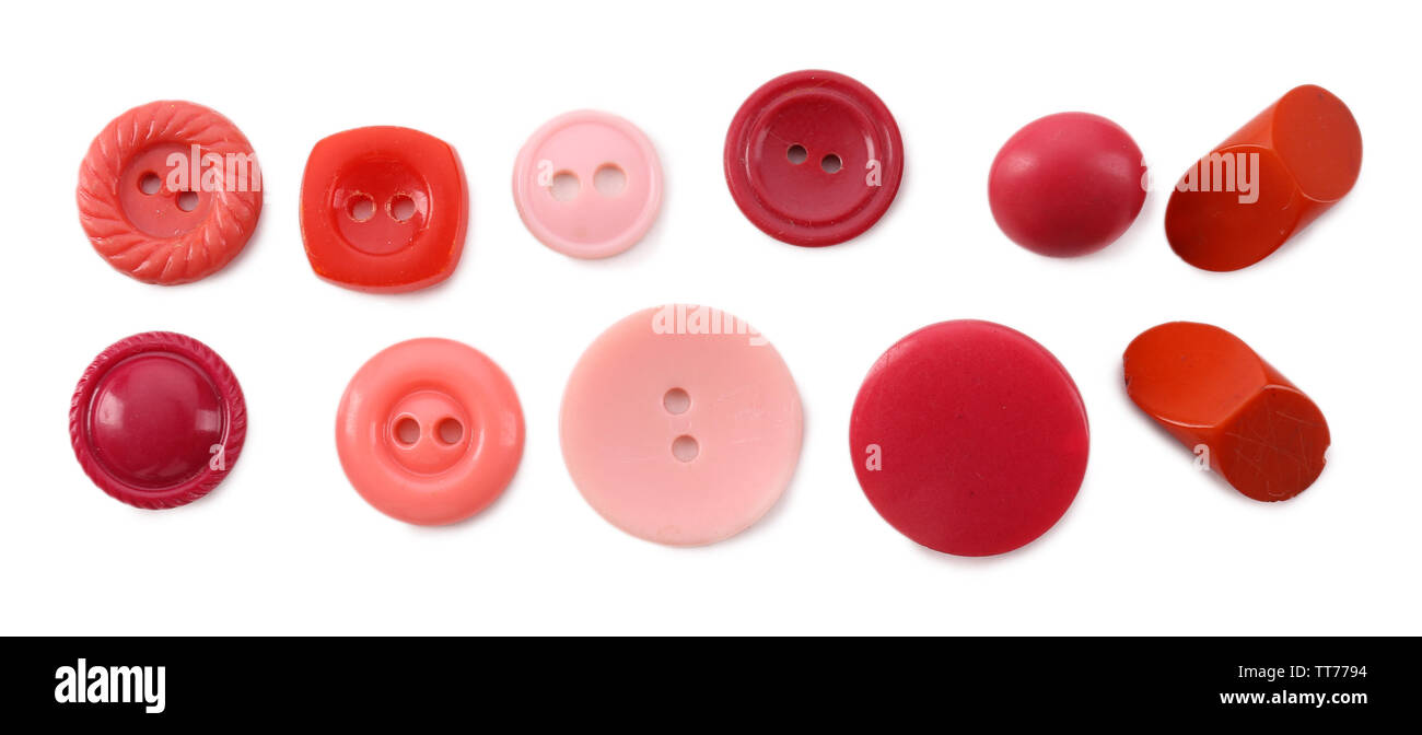Colorful sewing buttons isolated on white Stock Photo - Alamy