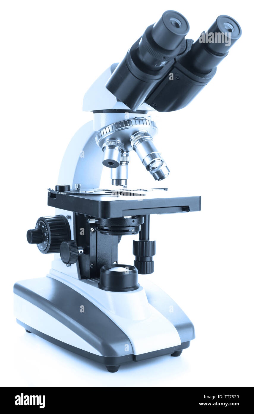 Microscope isolated on white Stock Photo - Alamy