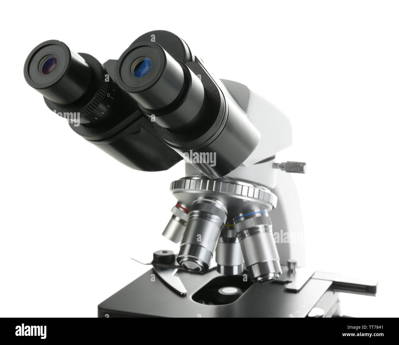 Microscope close-up, isolated on white Stock Photo - Alamy