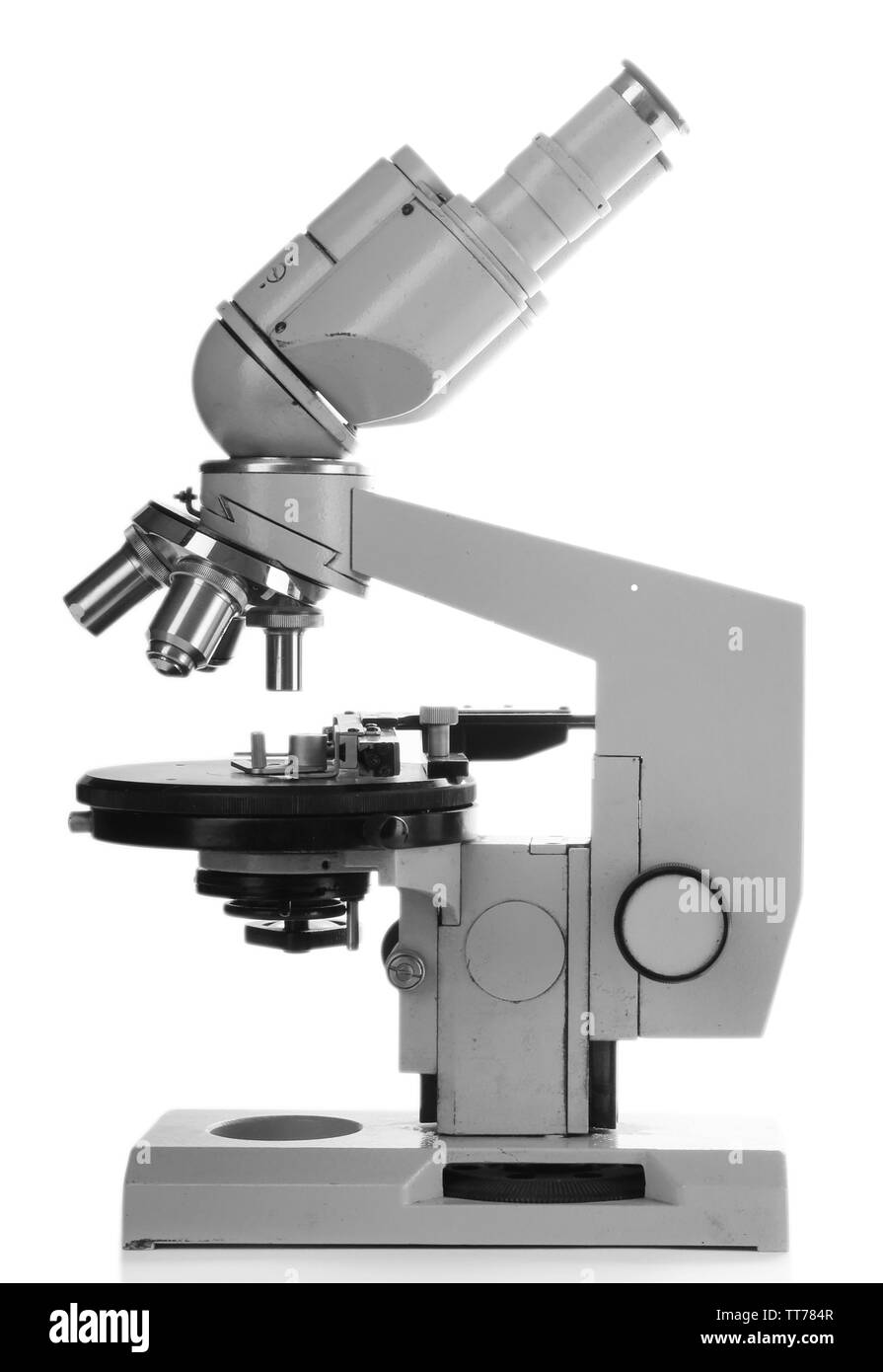 Microscope isolated on white Stock Photo - Alamy