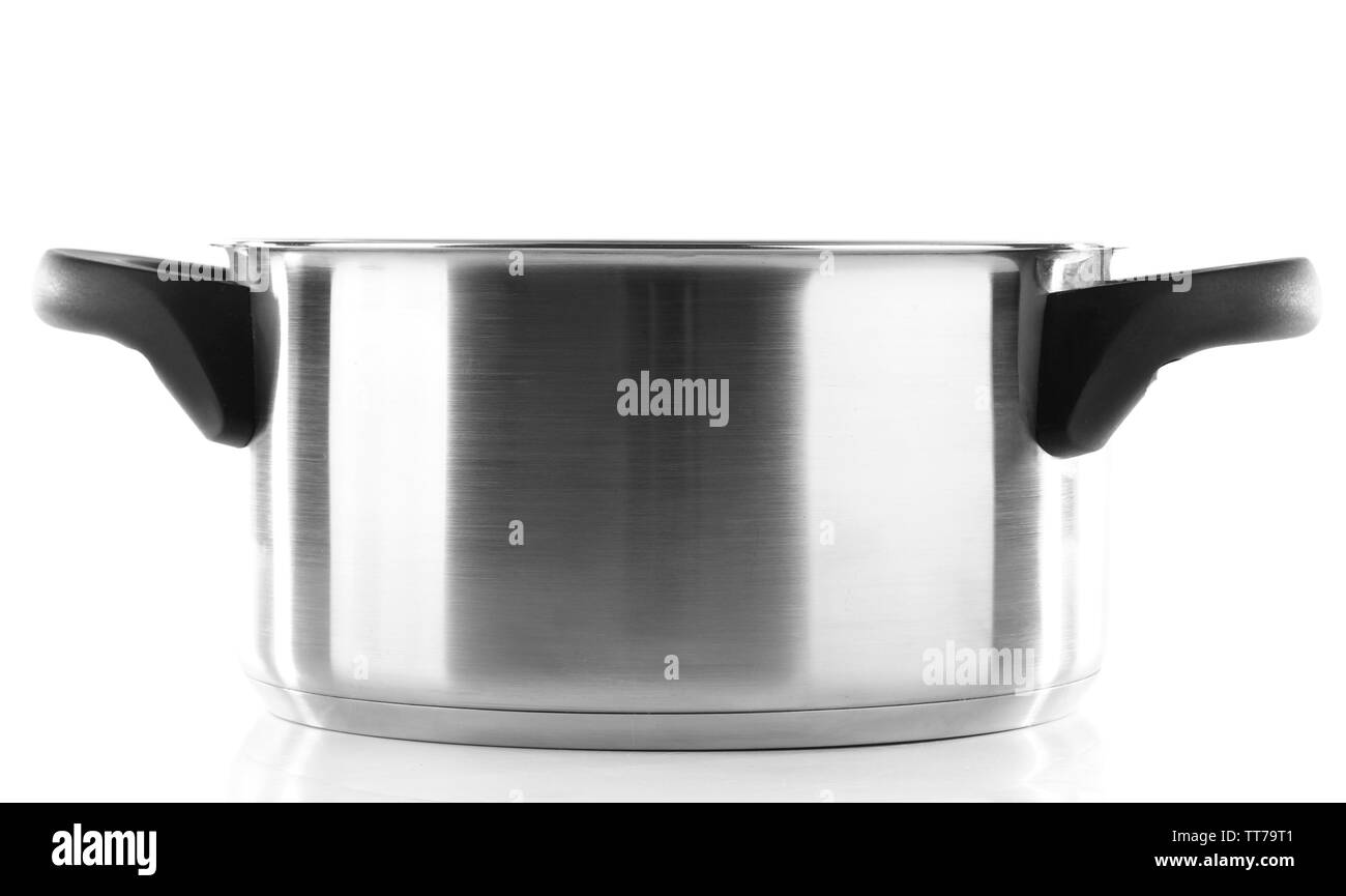 Metal saucepan isolated on white background Stock Photo - Alamy